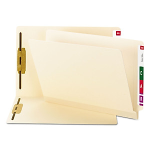 Smead TUFF® Laminated End Tab Fastener File Folder, Shelf-Master® Reinforced Straight-Cut Tab, 2 Fasteners, Letter Size, Manila, 50 per Box (34105)