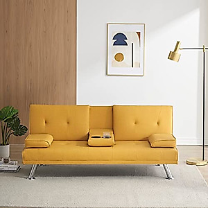 ERYE Oversized Single Sectional Sofa Couch Corduroy Upholstered Modular Sleeper Sofabed,Deep Seat Chaise Daybed with Movable Ottoman and 3 Pillows for Living Room