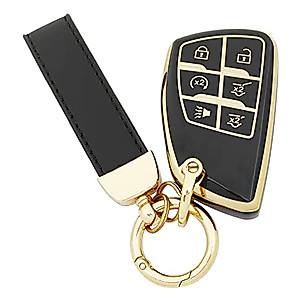 vurbemes 360 Degree Soft TPU Protector Key Fob Cover Case fit for 2019 2020 2021 2022 GMC Yukon Chevy Chevrolet Suburban Tahoe GM Buick Encore Keyless Entry Key Fob (6 Button, Black)