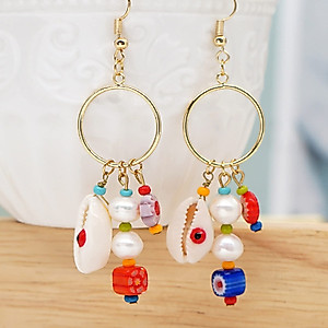 PH PandaHall 10 Strands Assorted Lampwork Beads Random Millefiori Beads Mixed Style Millefiori Lampwork Glass Beads Glass Loose Beads Spacer Beads for Jewelry Making - 13.8"~15.7"