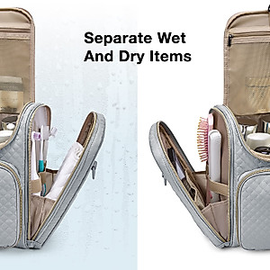 BAGSMART Toiletry Bag for Women, Travel Toiletry Bag, Water-resistant Cosmetic Makeup Bag, Large Capacity Travel Organizer for Full Sized Toiletries and Cosmetics, Grey