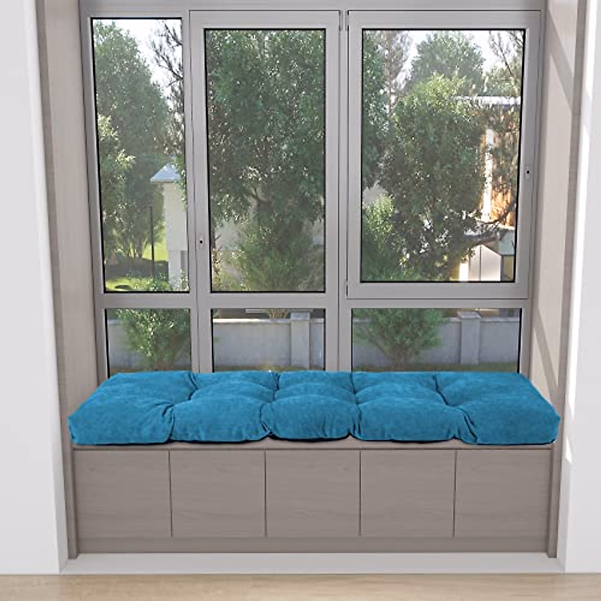 Focuprodu Bench Cushion 36 inch, Non-Slip Thickened Piano Bench Cushion, Durable Stain Resistant Outdoor/Indoor Bench Seat Cushion(36x14x4 inch, Peacock Blue)