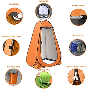 anngrowy Shower Tent Pop-Up Privacy Tent Camping Portable Toilet Tent Outdoor Camp Bathroom Changing Dressing Room Instant Privacy Shelters for Hiking Beach Picnic Fishing Potty, Extra-Tall 2 Colors