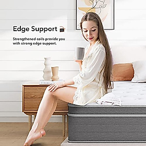Sweetnight Queen Mattress, 12 Inch Hybrid Queen Size Mattress with Individually Wrapped Pocket Springs for Motion Isolation and Edge Support, Pillow Top Queen Mattress in a Box, Medium Firm