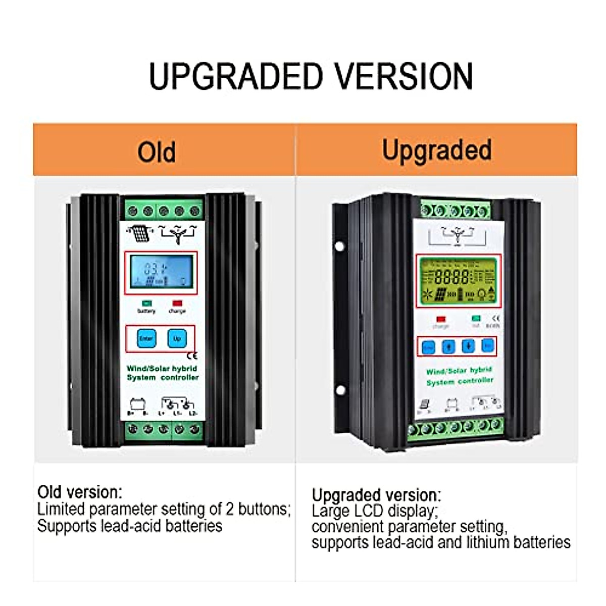 iSunergy 1000W Wind Solar Hybrid Charge Controller PWM 600W Wind + 400W Solar Boost Charge Technology Digital Intelligent Regulator with LCD Display