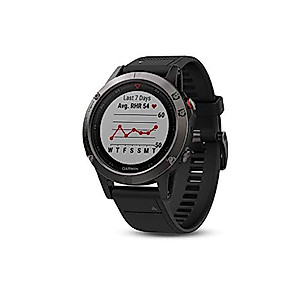 Garmin fēnix 5, Premium and Rugged Multisport GPS Smartwatch, Slate Gray/Black Band, 47 MM