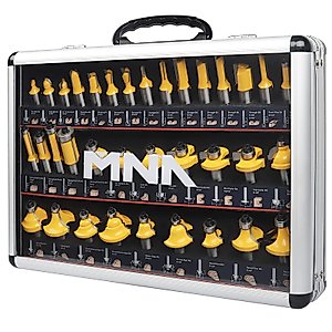 MNA Router Bits 35 Pcs Set, 35 Pieces 1/2 Inch Shank Router Bit Kit. American Router Bit Set Complete Set.