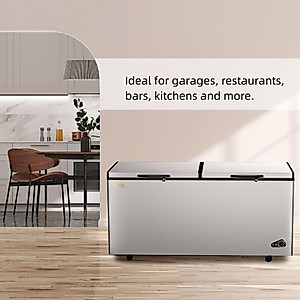 20 Cu Ft Chest Freezer - Large Commerical Deep Freezer with Removable Baskets - Top Open Door Compact Freezer w/Adjustable Temperature Quiet Energy Saving for Families Office and Garage - Silver