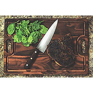 Large Walnut Cutting Board 18 x 12 Inch - Reversible with Juice Groove and Handles, American Hardwood