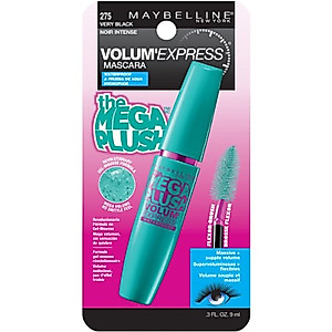 Maybelline New York Volume Express Mega Plush Waterproof Mascara, Very Black, 0.3 Fluid Ounce, (I0099016)