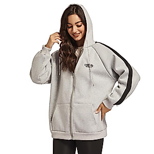 Alapwu Womens Zip Up Hoodie and Sweatshirt Harajuku Y2K Jacket Oversized Loose Cute Jackets For Teen Girls Casual Streetwear Grey