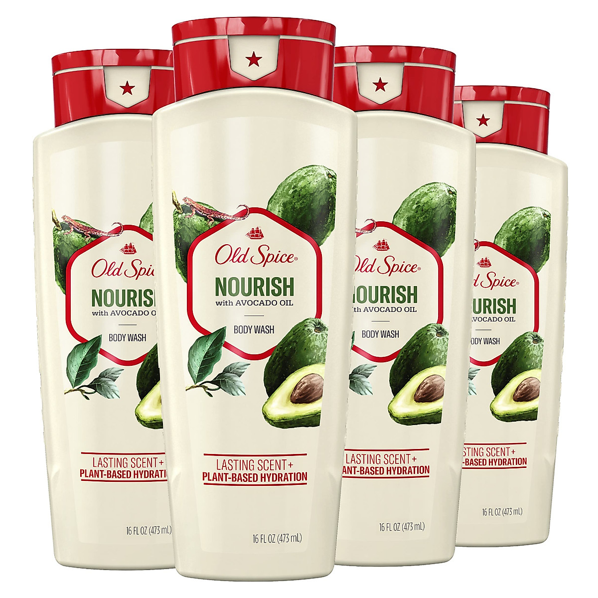 Old Spice Men's Body Wash Nourish with Avocado Oil, 16 oz (Pack of 4)
