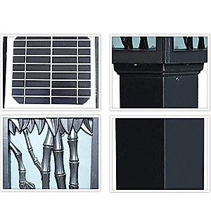 ZMY Anti-Rust Solar Vintage Glass Pillar Light Outdoor Retro Industrial Post Lighting Aluminum Garden Lawn Column Lantern Villa Home Landscape Pathway Fixture E27 Edison