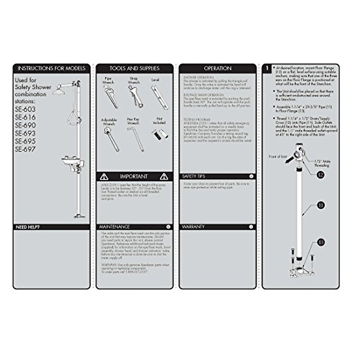 Speakman SE-690 Combination Shower with Round Eye/Face Wash Station, DuraJade Powder-Coat