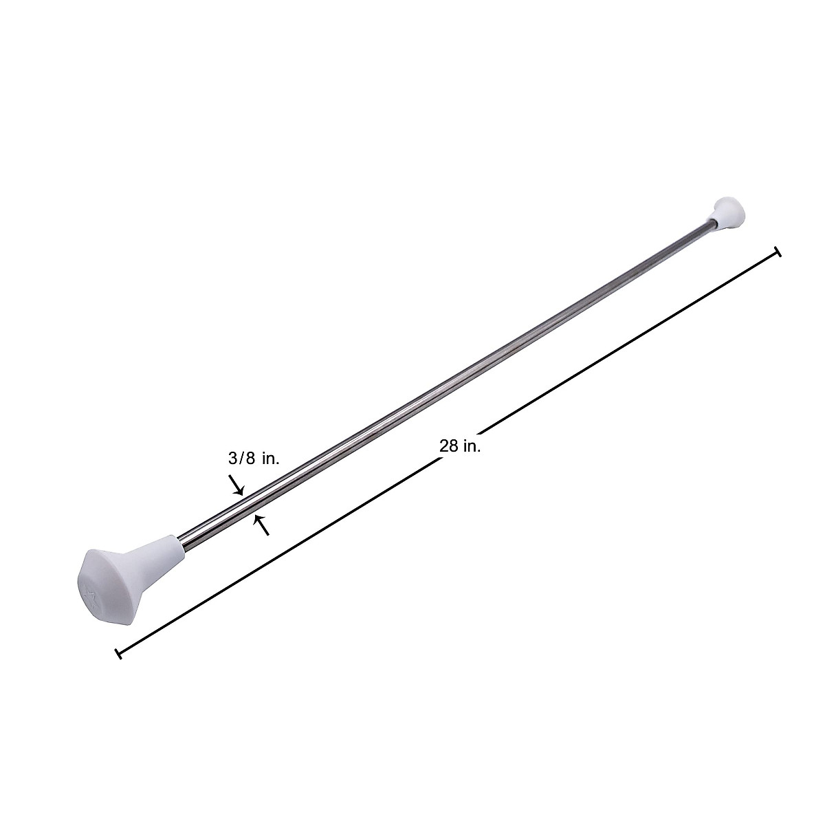 MVG Twirling Marching Baton 28 in stainless steel rubberized ends mini shaft 3/8 with dancing ribbon. Adult Baton.