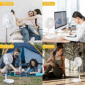 Astaowl Portable Foldable Fan,10800mAh Rechargeable Standing Fan,USB Desk Fan,4 Speed,Battery Operated Fan,Remote Controller,Quiet Telescopic Fan for Office Bedroom Outdoor Travel Camping Fishing
