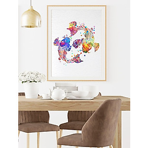 Dignovel Studios 8X10 Unframed Koi Fish Lotus Meditation Yin Yang Japanese Yoga Watercolor Art Print Poster Inspirational Wall Art Housewarming Office Home Decor DN550