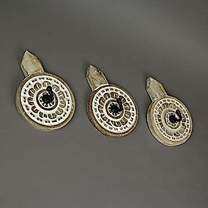 Things2Die4 Set of 3 Hand Carved Wooden Wall Hooks Decorative Floral Coat Towel Hanging Art Brown One Size