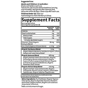 Garden of Life Elderberry Zinc Immune Support for Adults and Kids 12 and Older with Vitamin C - mykind Organics Elderberry & Sleep Immune Syrup Liquid with Sleep Herbs, No Added Sugars, 6.59 fl oz