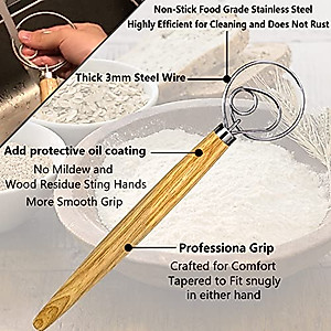 Danish Dough Whisk, Dutch Style Bread Whisk For Dough Cooking Kitchen with Stainless Steel Danish Whisk Bread Mixer 13" and Dough Scraper