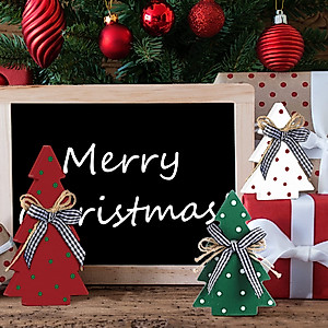 3 Pieces Rustic Wood Table Christmas Trees Centerpiece for Table - Polka Dot Farmhouse Decor