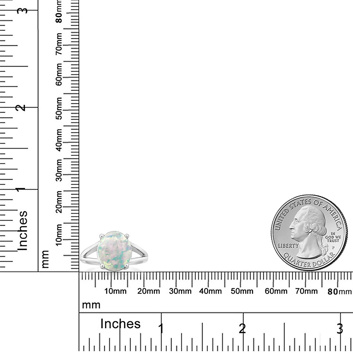 Gem Stone King 925 Sterling Silver White Opal Ring For Women (4.00 Cttw, Gemstone October Birthstone, Oval Cabochon 12X10MM, Available In Size 5,6,7,8,9)