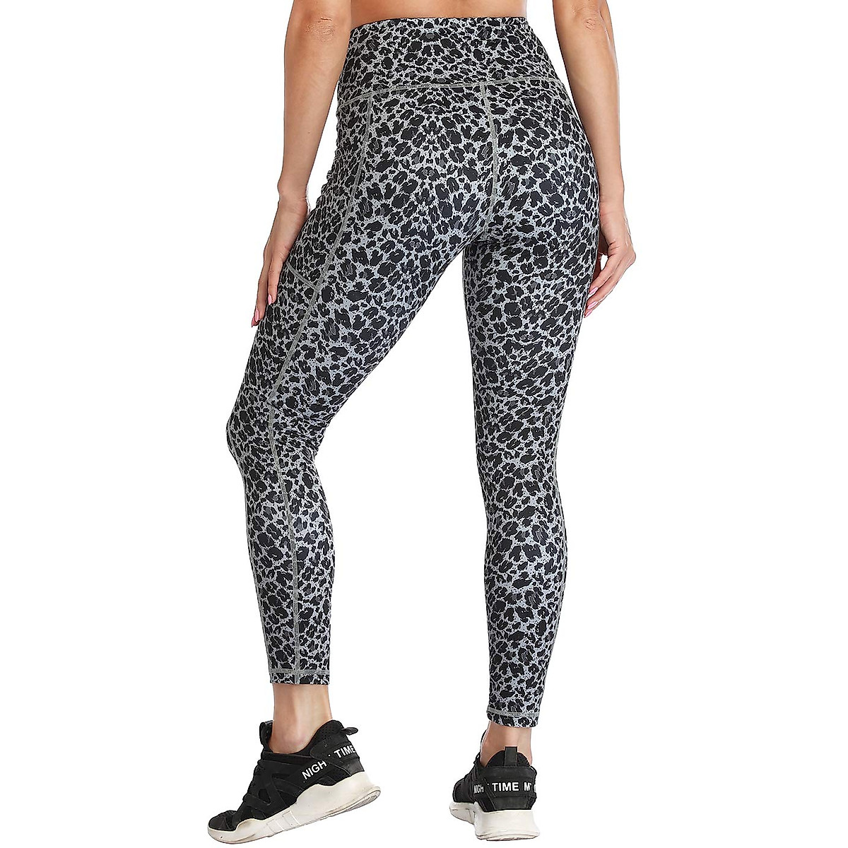 Amazon Essentials Yoga High Waist Leggings for Women Workout Soft Athletic Tummy Control Pant with Pockets 1362-White Leopard Print-XXL