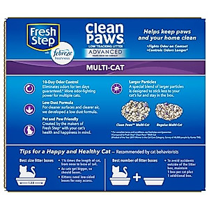 Fresh Step Clean Paws Cat Litter With Febreze Freshness, Advanced Multi-Cat Low-Tracking Clumping Litter With Guaranteed Odor Control, 37 lbs. (2 x 18.5 lb. Box)