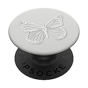 White Butterfly Phone grip on light Silver PopSockets Swappable PopGrip
