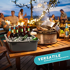 YYQX Commercial Bus Tubs Box/Tote Box, 13L Plastic Restaurant Tub, Wash Basin Tub 4-Pack, Grey