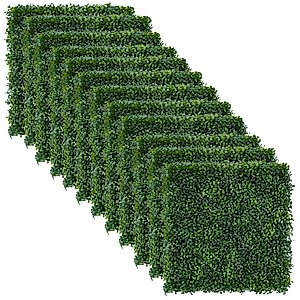 A & R 12 PCS 20"x20" Artificial Grass Wall - UV Protected Boxwood Hedge Wall Panels - Suits for All Decorations