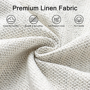 ELUCHANG Convertible Sectional Sofa, L Shaped Couch, Natural Linen Fabric Sofa Couches with Extra Deep Seats, Big Comfy Couch Upholstered Modern Couch Sofa Corner Sofa for Living Room, Office, Ivory