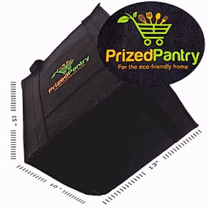 Prized Pantry 2 Pack Insulated Reusable Grocery Bags, X-Large Heavy Duty Cooler Tote Bags, Premium Insulation, Bottom Support, Wrap-Around Handles, Front Pocket, Zipper, No Leak, Keeps Food Hot/Cold