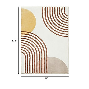 Wonnitar Boho Rugs for Living Room, 5x7 Area Rug for Bedroom,Washable Nursery Rugs Non-Slip Kids Room Throw Carpet, Soft Abstract Rainbow Low Pile Mat for Dorm Playroom Home Office (Orange,5'x7')