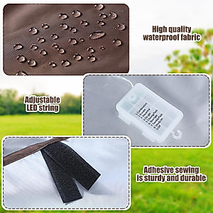 GliCraft LED Lighted Porch Swing Canopy Replacement Waterproof Swing Top Cover LED Swing Canopy Replacement Canopy Sun Shade Awning Cover Outdoor Patio Swing Canopy (Brown,65 x 45 Inch)