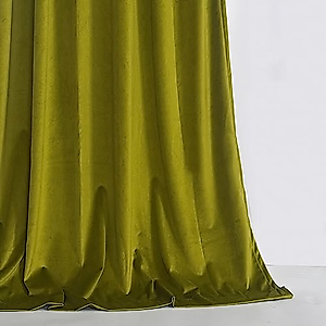 gisewood Lime Velvet Curtains for Living Room - 84 inches Length Velvet Curtain Panels Tap Top Window Drapes for Bedroom/Sliding Glass Door, W52 by L84 inches, 2 Panels
