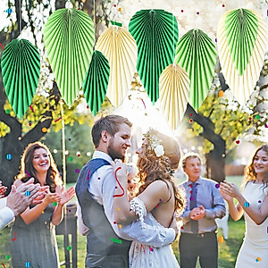 SUNBEAUTY Paper Fans Party Decorations Paper Leaves for Decoration Paper Fans Classroom Decoration Paper Fans Backdrop Decor Green Birthday Decorations,Set of 9