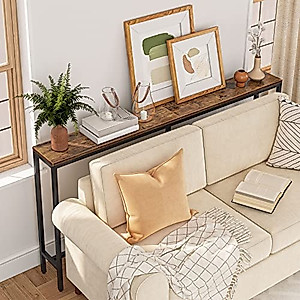 ALLOSWELL 63" Console Table and Set of 2 Bar Stools with Backres Narrow Sofa Table, Bar Chairs, Tall Counter Bar Stools, Entryway Table, for Hallway, Living Room, Dining Room CTHR16001-BAHR02101