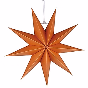 Chavis 3D Nine-Pointed Paper Star Decoration Light Lamp Shade Paper Star Lantern with Cord for Children's Room Wedding Birthday Party - (Color: Orange)