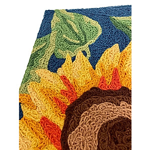 Bold Sunflower Jellybean Accent Rug with Flower Floral Rug 20"x30" Doormat