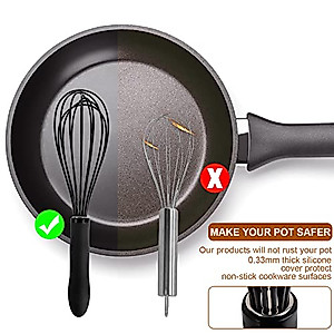 DIGHEIGG Silicone Whisk for Cooking, Wisk Set Egg Beater for Non-Stick Cookware for Whisking, Blending, Beating, Frothing & Stirring Kitchen Decor and Accessories, Black, Set of 2