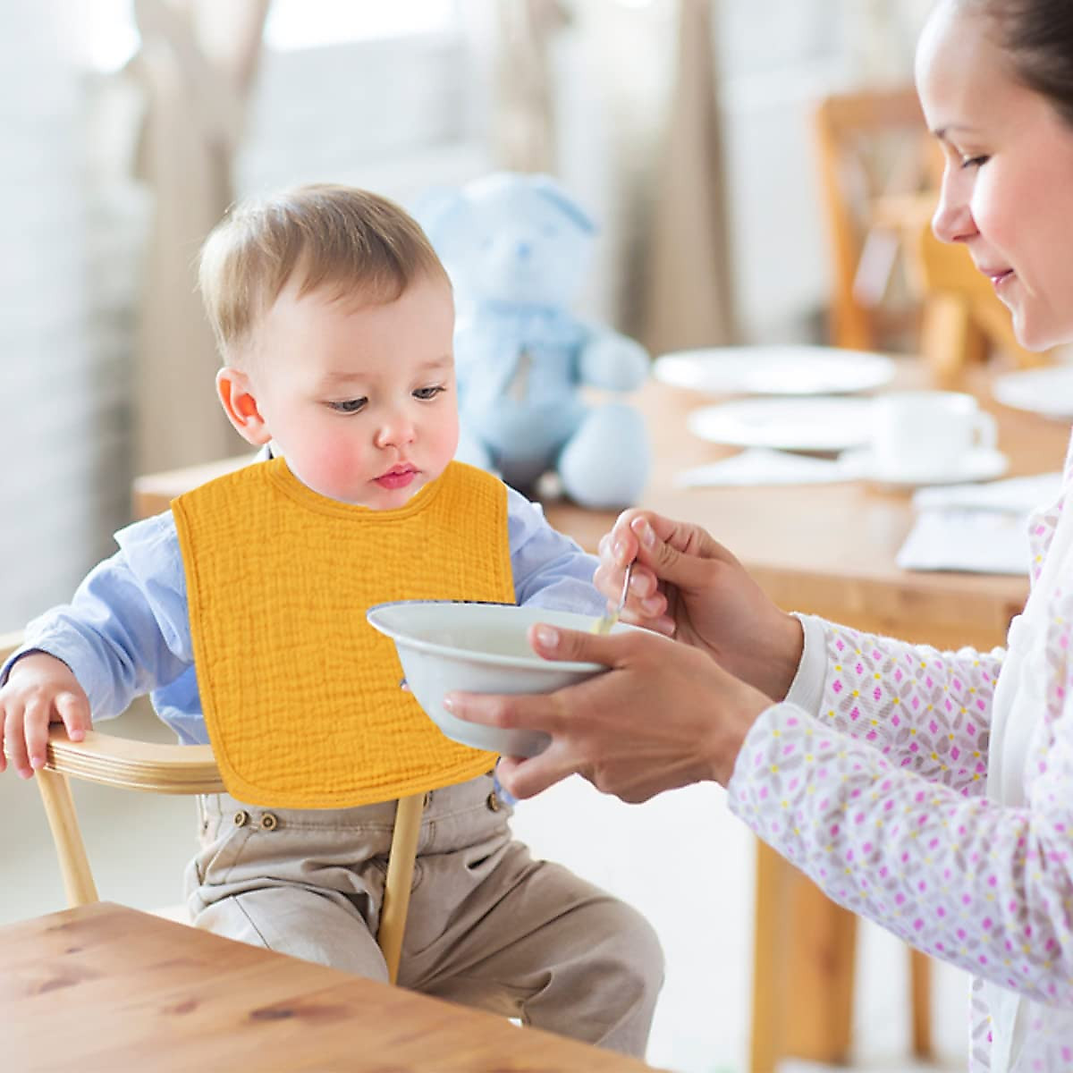 YCHWFF Muslin Baby Bibs 6 Pack Baby Bandana Drool Bibs Cotton for Unisex Boys Girls, 6 Solid Colors Set for Teething and Drooling…