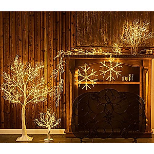 LITBLOOM Lighted Garland with Timer 120 LED Fairy Lights 6FT, Decorative Garland with Lights Battery Operated for Indoor Outdoor Home Fireplace Mantle Christmas Decoration