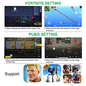 Mobile Game Controller with Cooling Fan for Fortnite PUBG,Smartphone Game L1R1 Triggers Controller Joystick Gamepad w/Aim and Fire Buttons for 4.7-6.5" Android iOS iPhone