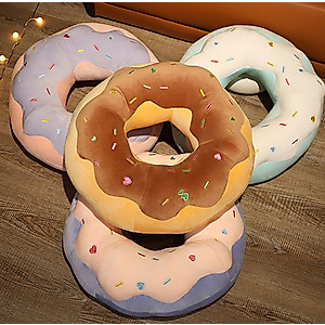 ChezMax Round Donut Pillow Print Decorative Comfortable Soft Plush Funny Food Shaped Pad Seat Back Stuffed Cushion Adult and Kids for Couch Chair Floor Sofa Sea Salt