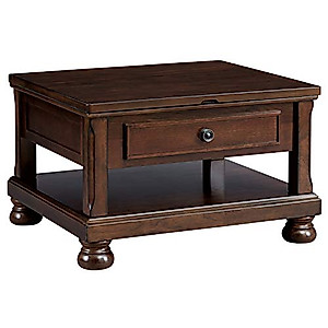 Signature Design by Ashley Porter Traditional Hand-Finished Lift Top Coffee Table, Dark Brown