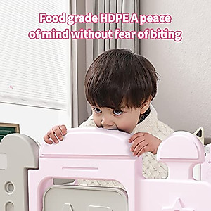 UNICOO – Baby Playpen, Foldable Kids Fence Activity Center, Safety Playard with Games Station Non-Slip Rubber Bases, Adjustable Shape (ZC-001-PW Pink + White)