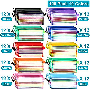 120 Pack Zipper Mesh Pouch Multicolor Pencil Pouch Mesh Bags with Zipper Mesh Cosmetics Bag Pencil Storage Pouch Multipurpose Mesh Toiletry Bag Travel Small Mesh Bag for Office School Travel Accessory