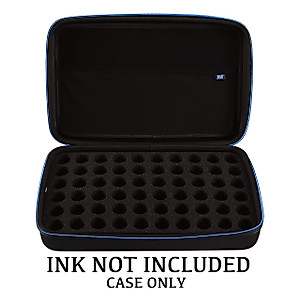 2TUFF Alcohol Ink Storage Case and Paint Carry Case - Fits up to 60 Bottles - Alcohol Ink Case and Miniature Paint Organizer for Ink and Paints with Foam Insert and Inner Storage Pocket