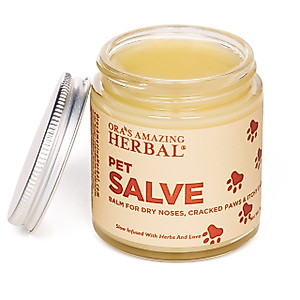 Pet Salve, Dog Paw Balm, Dry Noses Cracked Paws, Hot Spots, Itchy Ears, Lightly Scented with Lavender Essential Oil and Rosemary, Cruelty-Free, No Tea Tree Oil, Safe for Pets, Ora's Amazing Herbal 4oz